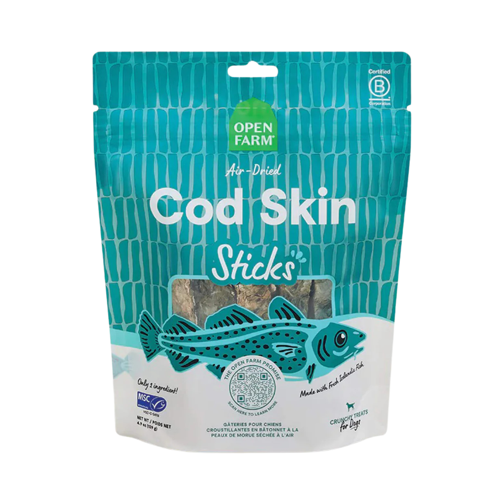 Open Farm Air Dried Cod Skins Crunchy Dog Treat Sticks – Pittsboro Pet ...